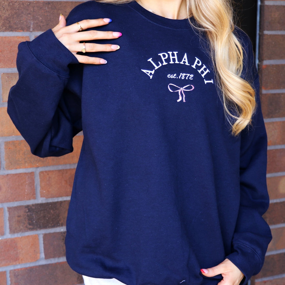 Alpha Phi Classic Crew with Bow – Greek Divine and More