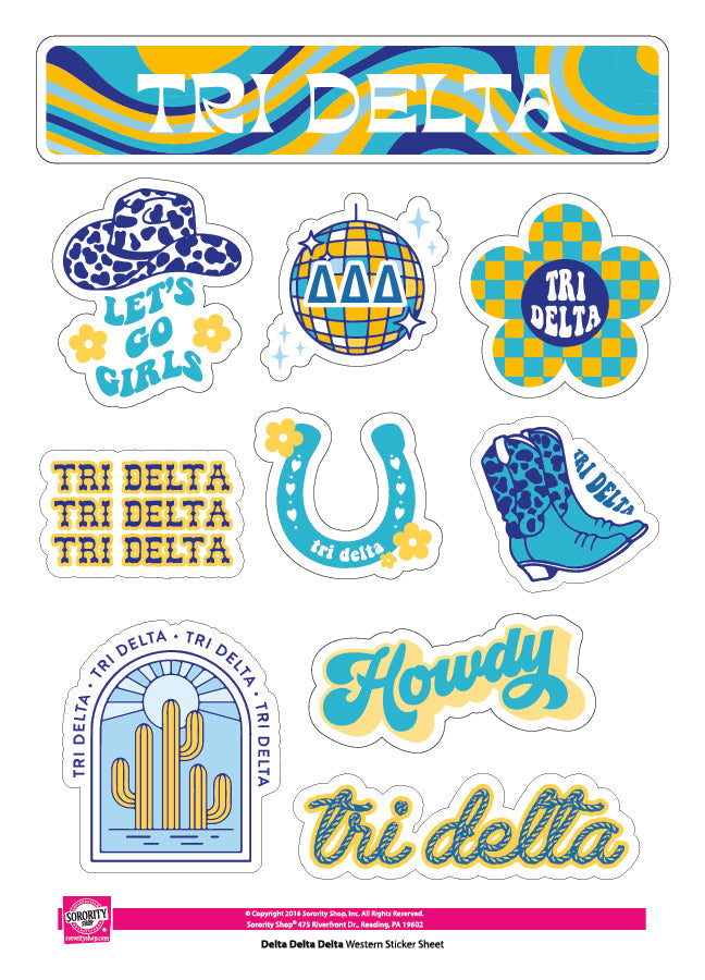 Delta Delta Delta Western Disco Sticker Sheet – Greek Divine and More