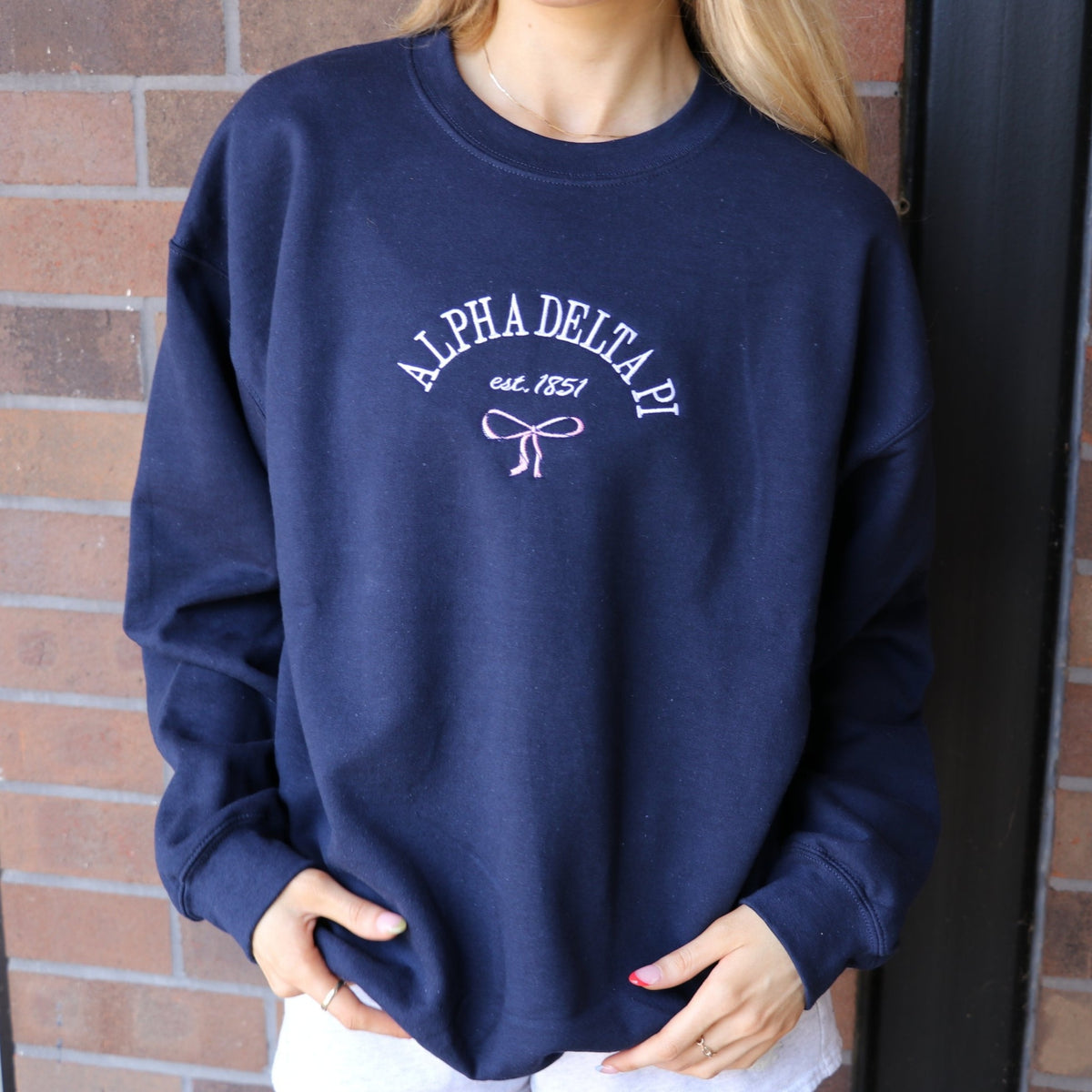 Alpha Delta Pi Classic Crew with Bow – Greek Divine and More