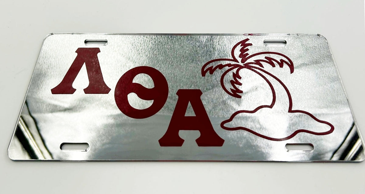 Lambda Theta Alpha Palm Tree Mirror License Plate – Greek Divine and More