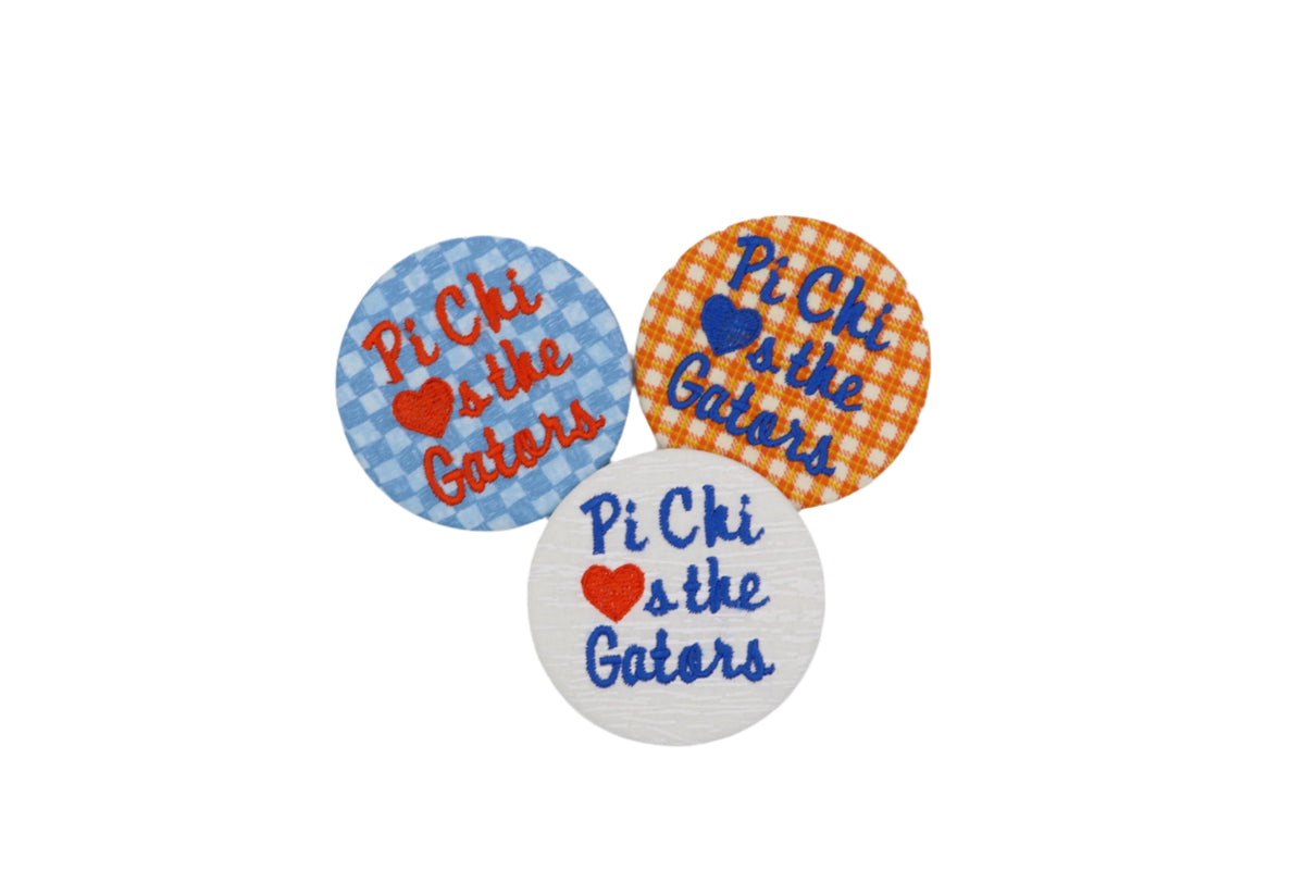 Pi Chi "Hearts the Gators" Game Day Embroidered Button – Greek Divine ...