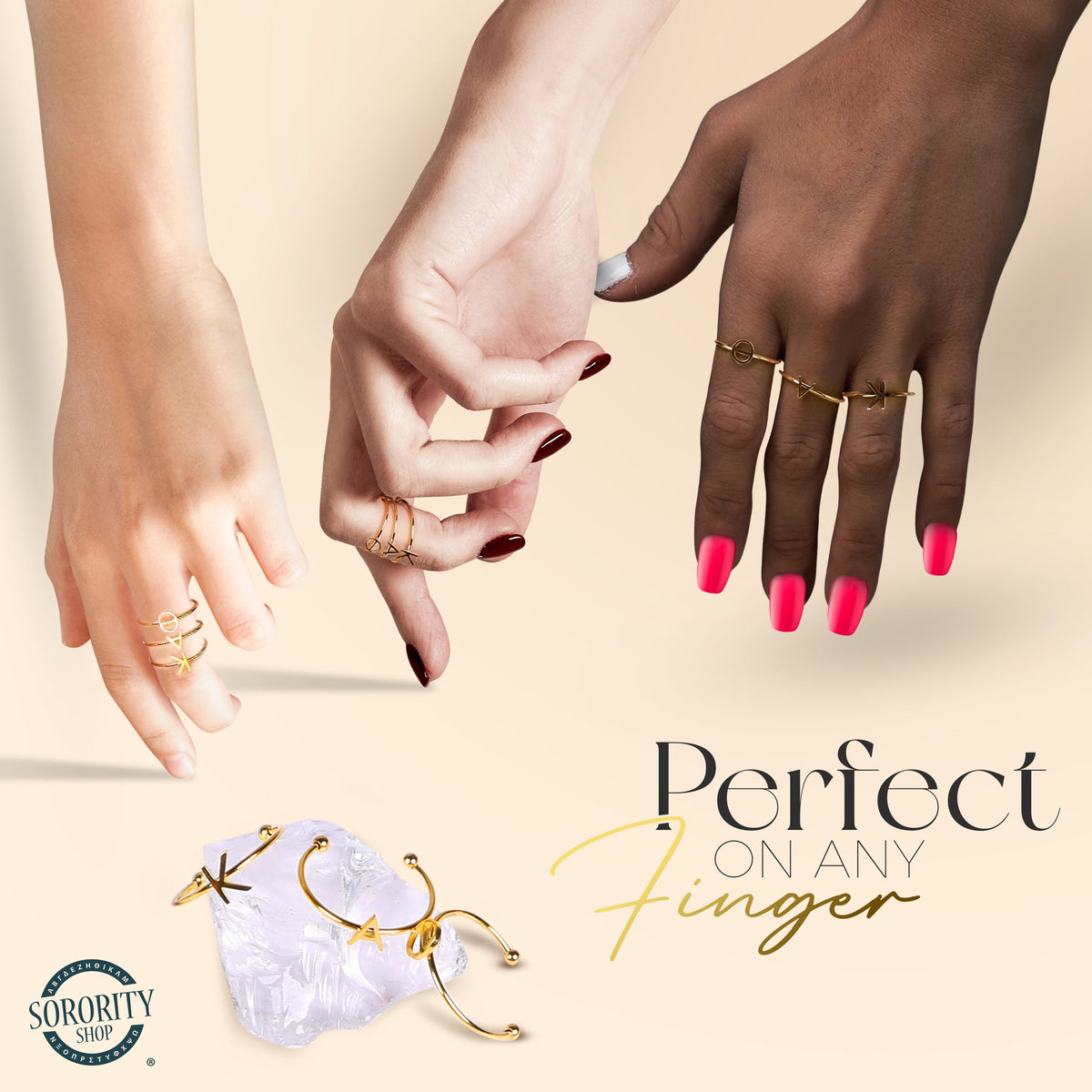 Zeta Phi Beta Stacked Rings – Greek Divine and More