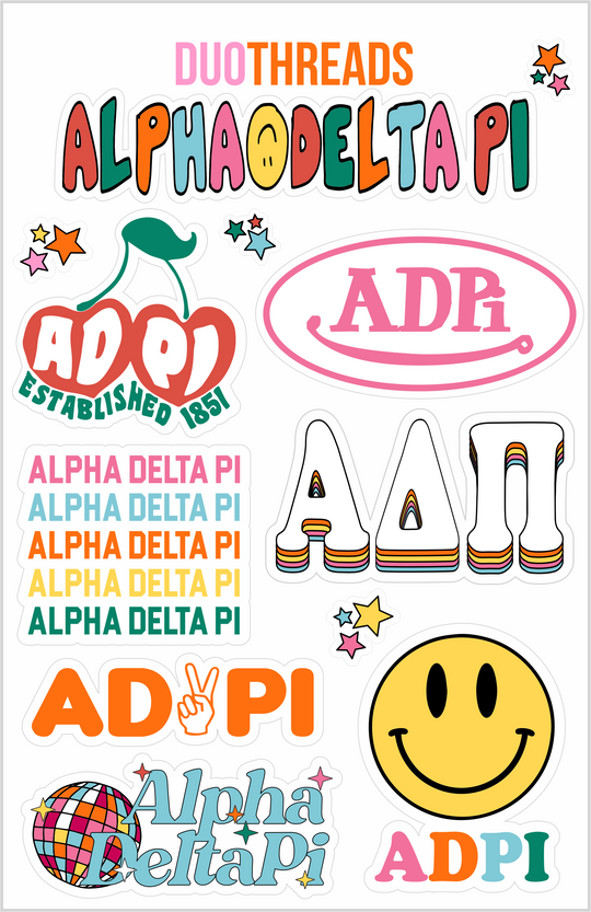 Alpha Delta Pi Rainbow Sticker Sheet – Greek Divine and More
