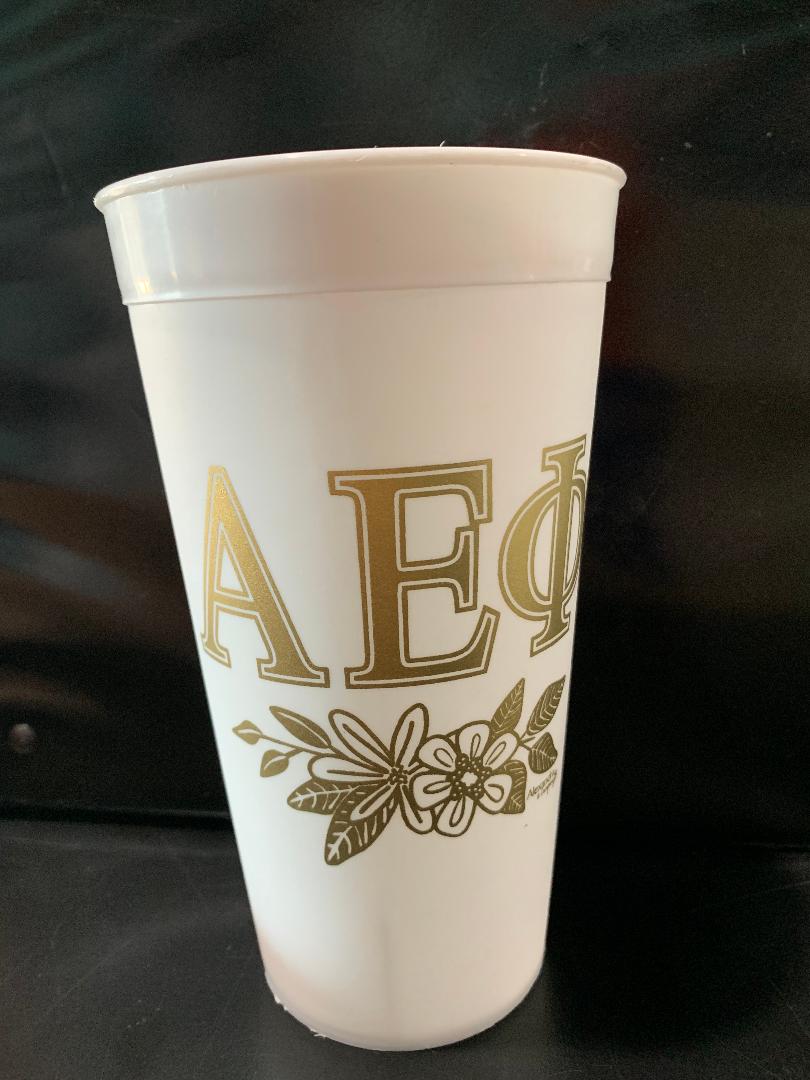 Alpha Epsilon Phi White and Gold Cup – Greek Divine and More