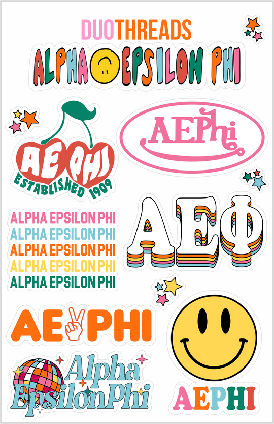 Alpha Epsilon Phi Rainbow Sticker Sheet – Greek Divine and More