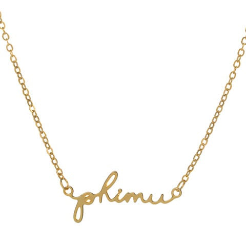 Phi Mu Script Necklace – Greek Divine and More