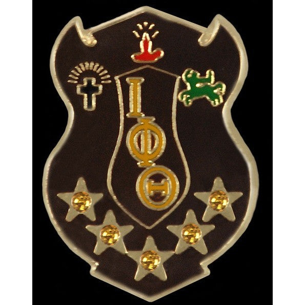 Iota Phi Theta Crystal Shield Pin with Stones – Greek Divine and More