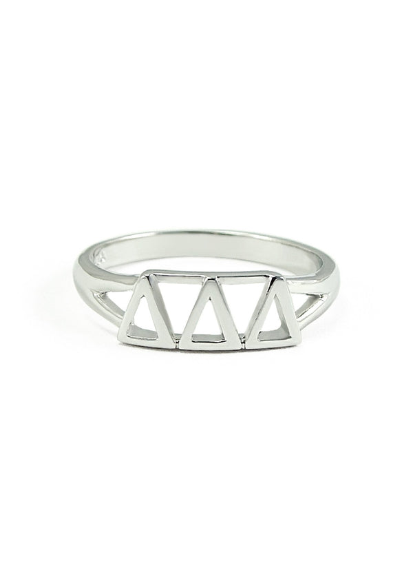 Delta Delta Delta Sterling Silver Ring – Greek Divine and More